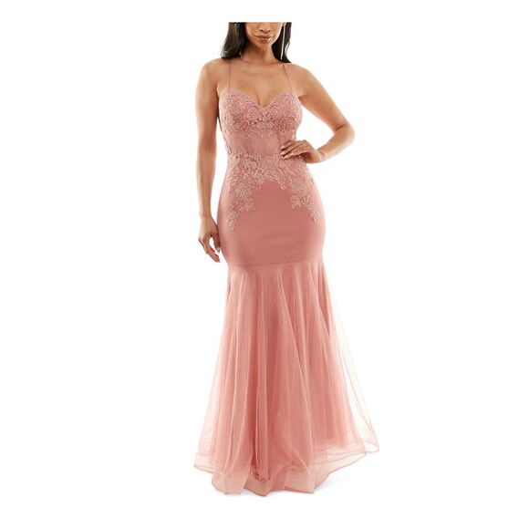 BCX | Dresses | Bcx Dress Womens Pink Lined Spaghetti Strap V Neck Maxi ...